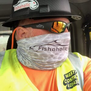 Fishoholic Fishing Face Mask Buff -3 Colors- UPF50+ Fishing Neck Gaiter Wind Dust Sun Protection Hunting Bandana (GreyH2OCamo)