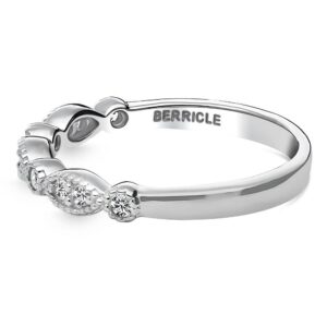 BERRICLE Sterling Silver Milgrain Wedding Rings Crown Set Cubic Zirconia CZ Art Deco Half Eternity Ring for Women, Rhodium Plated Size 7