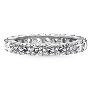 BERRICLE Sterling Silver Wedding Rings Cubic Zirconia CZ Anniversary Eternity Ring for Women, Rhodium Plated Size 4