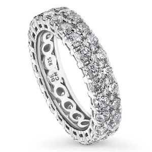 berricle sterling silver wedding rings pave set cubic zirconia cz anniversary eternity ring for women, rhodium plated size 9.5