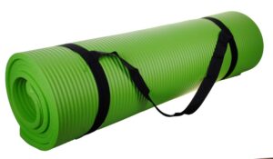 shop4omni yoga mat 72" x 24" - extra thick exercise mat - with carrying strap for travel (lime green)