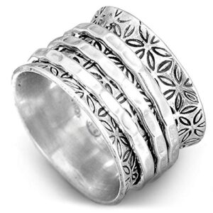 boho-magic 925 sterling silver spinner ring for women flower of life fidget rings band (8)