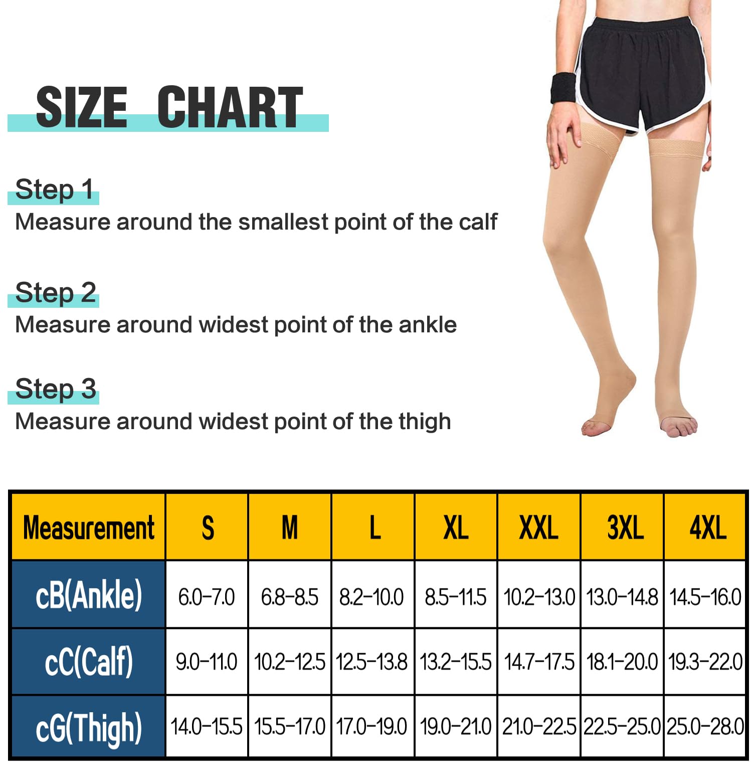 Thigh High 20-32 mmHg Compression Stocking Toeless Compression Socks for women & men circulation with Silicone Dot Band