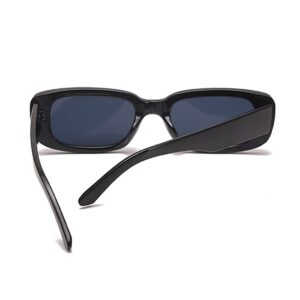 JUSLINK Rectangle Sunglasses for Women Trendy Retro Fashion 90s Sunglasses UV 400 Protection Square Frame Eyewear (Black)