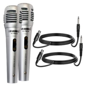 5 core microphone pair xlr dynamic mic karaoke singing handheld microfono wired professional unidirectional 1/4 plug in cord connection for vocal dj music - pm-66k 1 pair