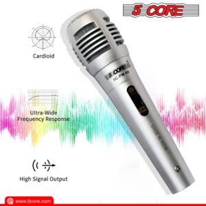 5 CORE Microphone Pair XLR Dynamic Mic Karaoke Singing Handheld Microfono Wired Professional Unidirectional 1/4 Plug in Cord Connection for Vocal DJ Music - PM-66K 1 Pair