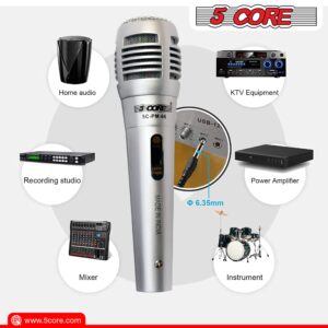 5 CORE Microphone Pair XLR Dynamic Mic Karaoke Singing Handheld Microfono Wired Professional Unidirectional 1/4 Plug in Cord Connection for Vocal DJ Music - PM-66K 1 Pair