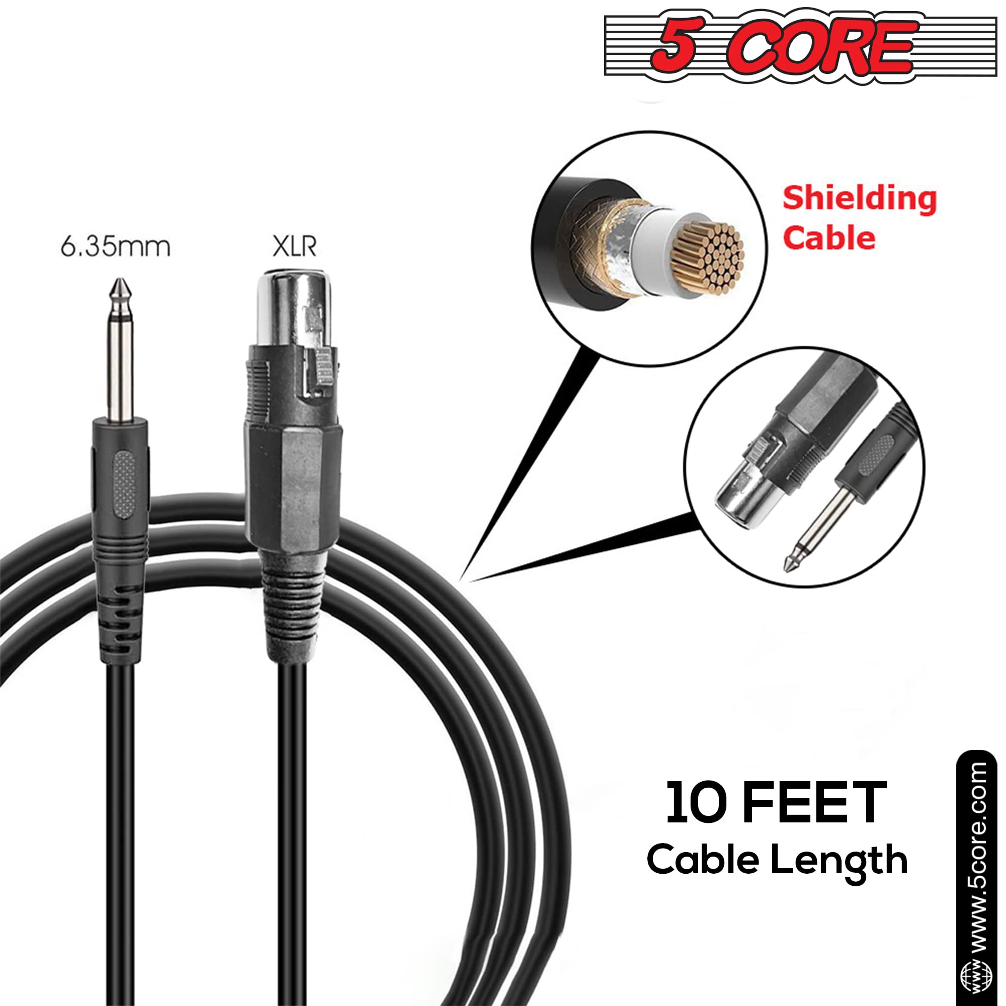 5 CORE Microphone Pair XLR Dynamic Mic Karaoke Singing Handheld Microfono Wired Professional Unidirectional 1/4 Plug in Cord Connection for Vocal DJ Music - PM-66K 1 Pair