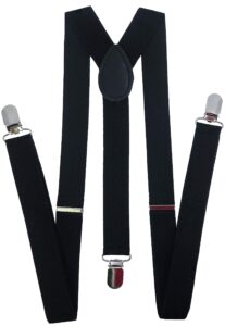 navisima adjustable elastic y back style suspender with strong metal clips, black (1 pk)