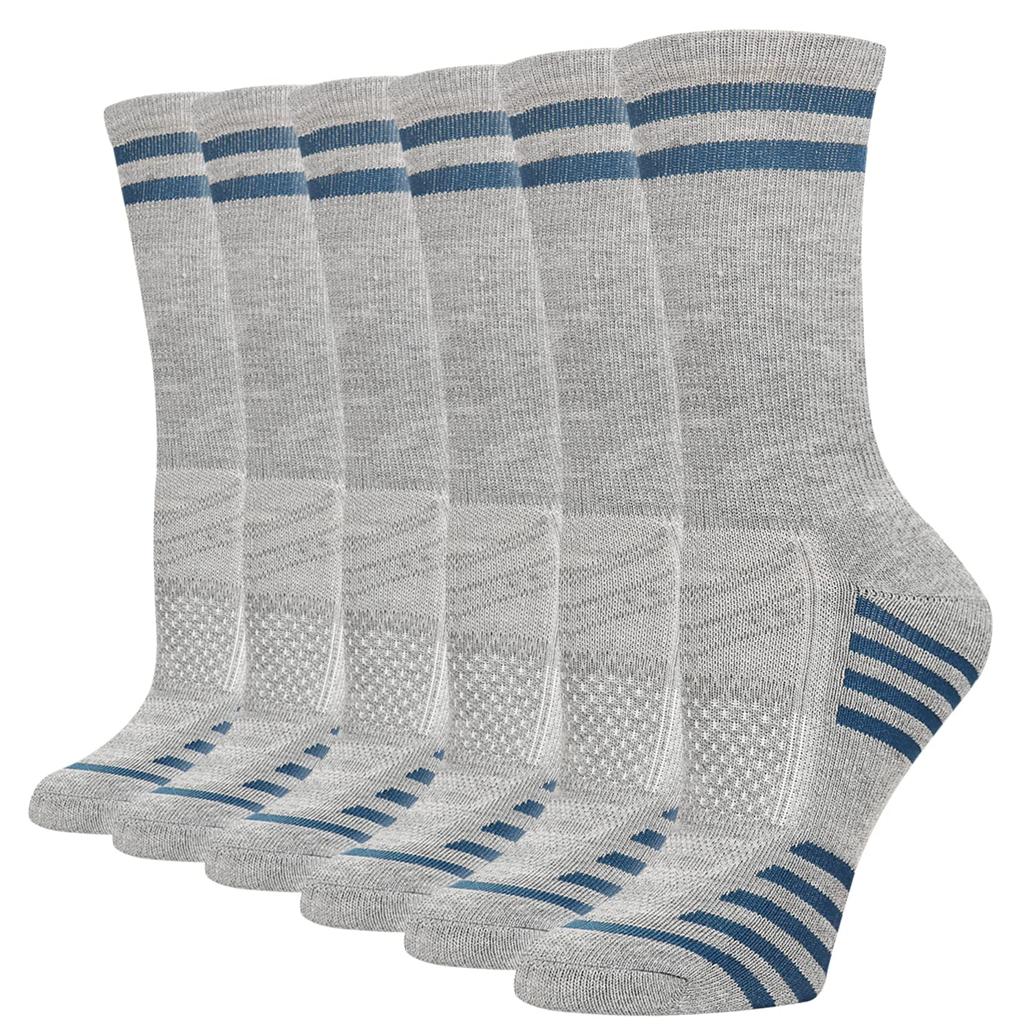 FUNDENCY Women's Athletic Crew Socks 6 Pack, Running Breathable Cushion Socks with Arch Support