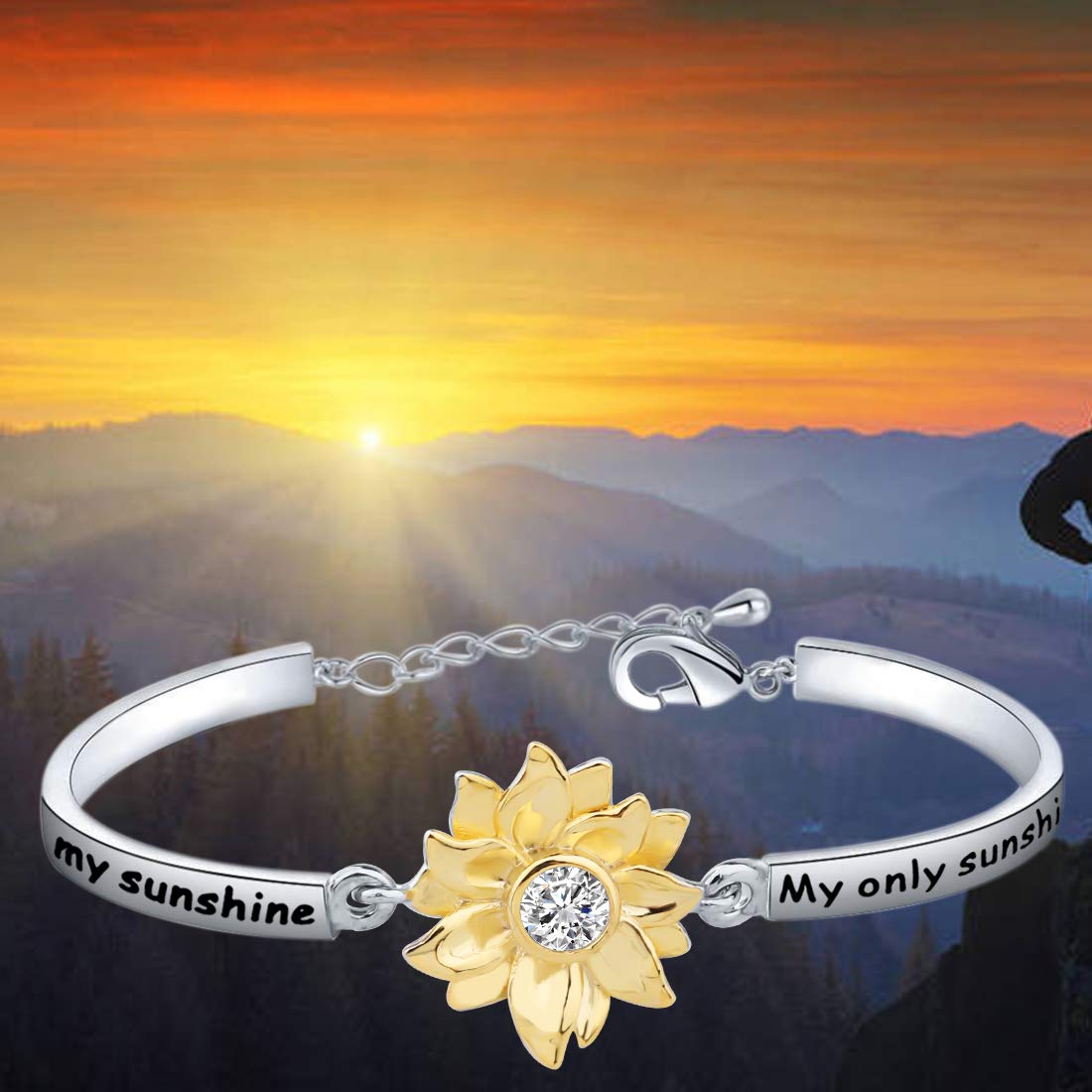 CENWA You Are My Sunshine Zircon Bracelet Sun Jewelry Sunshine Bracelet Girlfriend Gift, Fiance Mother Daughter Sunshine Jewelry (Sunshine Br S)