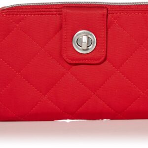 Vera Bradley Women's Performance Twill Turnlock Wallet With RFID Protection, Cardinal Red, One Size