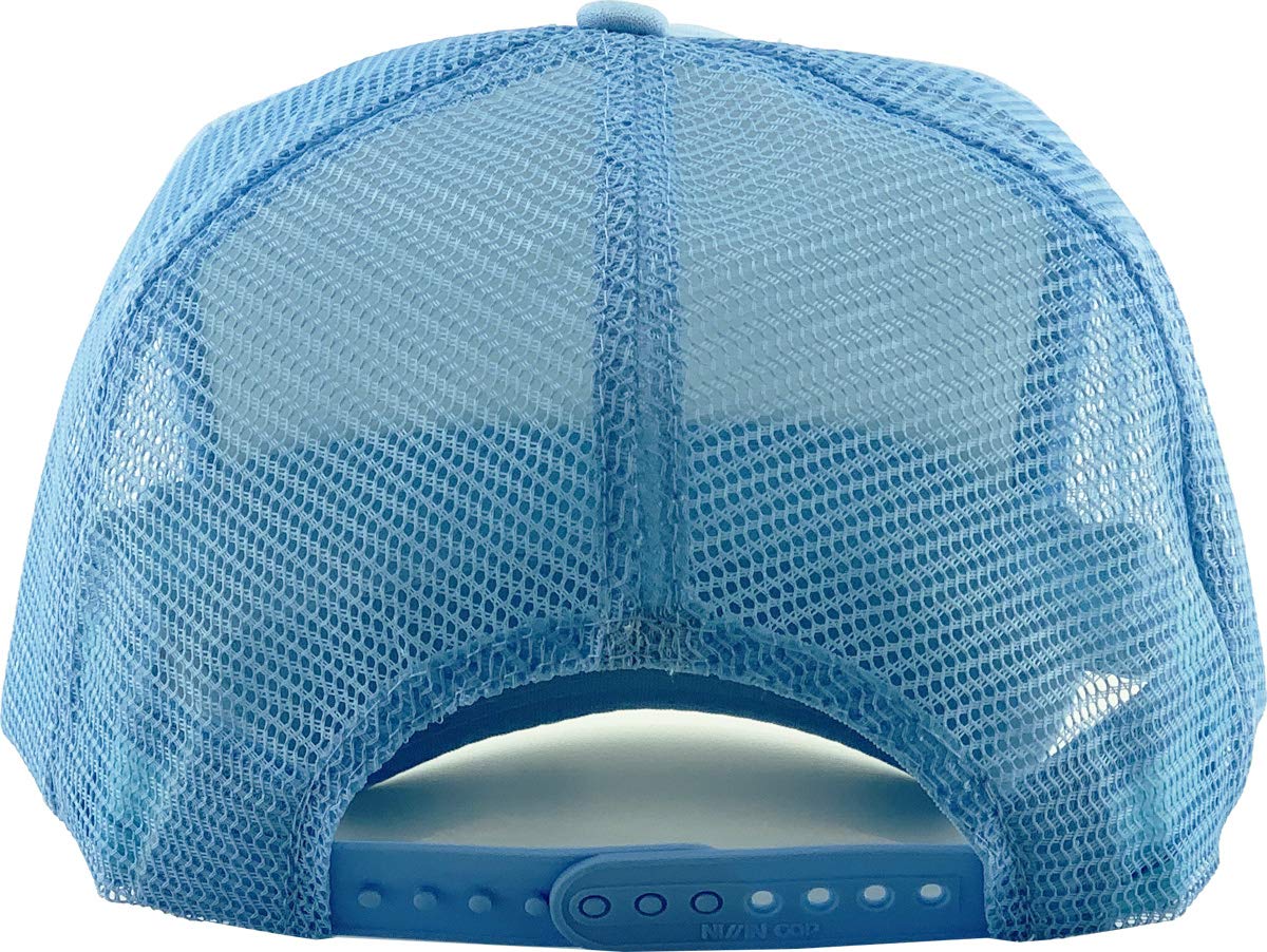 Trucker Sky Classic Foam Front Mesh Back Trucker Hat Baseball Cap Plastic Adjustable Snapback (One Size, Sky Blue)