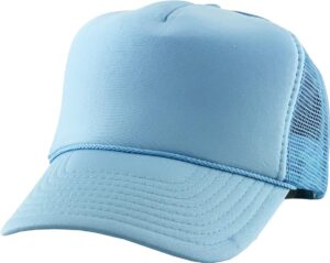 trucker sky classic foam front mesh back trucker hat baseball cap plastic adjustable snapback (one size, sky blue)