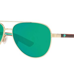 Costa Del Mar Unisex Peli Aviator Sunglasses, Brushed Gold/Green Mirrored Polarized-580G, 57 mm