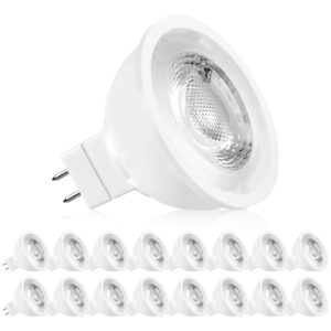 luxrite mr16 led bulb 50w equivalent, 12v, 5000k bright white dimmable, 500 lumens, gu5.3 led spotlight bulb 6.5w, enclosed fixture rated, perfect for track and home lighting (16 pack)