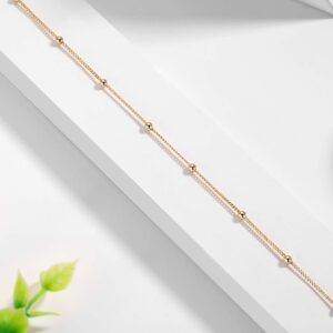 EPIRORA Choker Necklace for Women 925 Sterling Silver 18k Gold Plated Dainty Satellite Bead Chain Pendant Minimalist Jewelry, 16''+2"