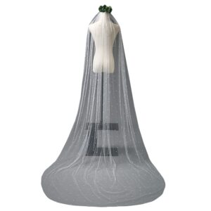 azaleas wedding bridal veil with comb 1 tier cut edge fingertip&cathedral length pearl(v05)