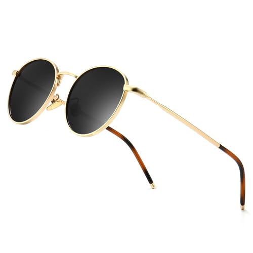 SUNGAIT Ponderable Metal Round Sunglasses for Men Women Classic Vintage Polarized Circle Sun Glasses