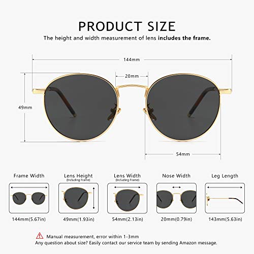 SUNGAIT Ponderable Metal Round Sunglasses for Men Women Classic Vintage Polarized Circle Sun Glasses