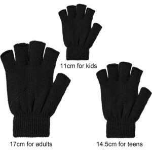 Cooraby 2 Pairs Unisex Warm Half Finger Gloves Winter Fingerless Gloves (L for Adults, M for Teens, S for Kids) (Black, Medium)