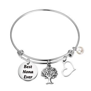 bleouk best nona ever grandma jewelry birthday gift mother's day gift for grandma nona (best nona ever)