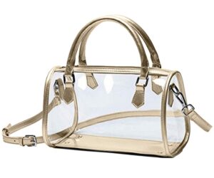 rullar women clear jelly purse transparent handbag top handle shoulder bag pvc purse totes satchel gold