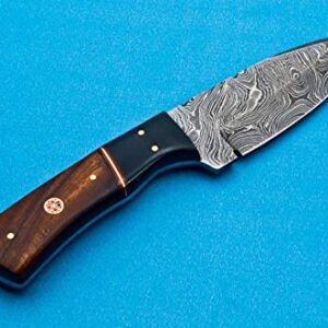 EEAABBR Coustom Handmade Forged Damascus Steel Hunting Knife 100% Handmade Damascus Steel Handle Walnut Wood with Leather Sheath 894