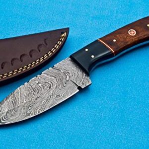 EEAABBR Coustom Handmade Forged Damascus Steel Hunting Knife 100% Handmade Damascus Steel Handle Walnut Wood with Leather Sheath 894