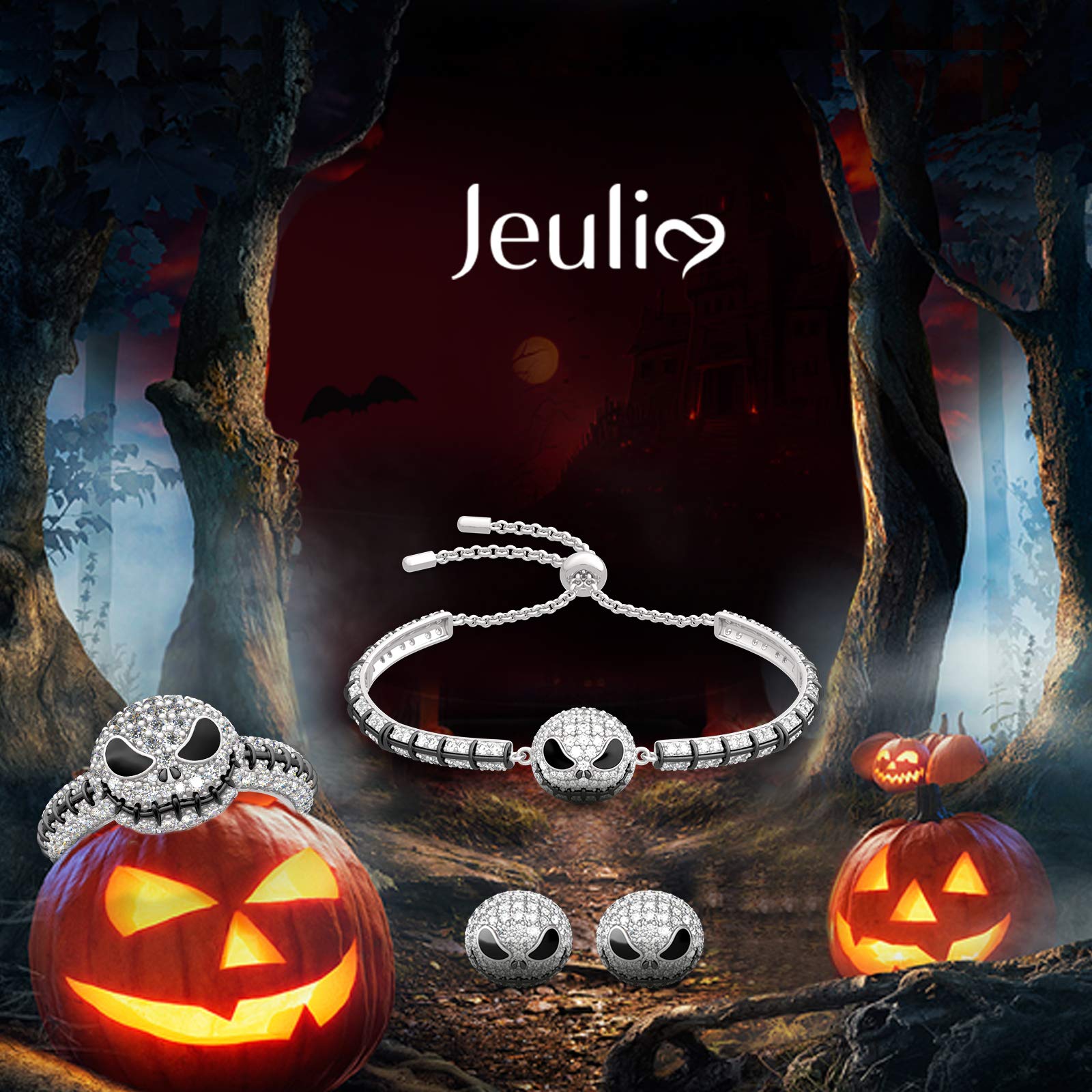 Jeulia The Nightmare Before Christmas Jack Skellington Sterling Silver Bracelet Jewelry Gift for Bride Women