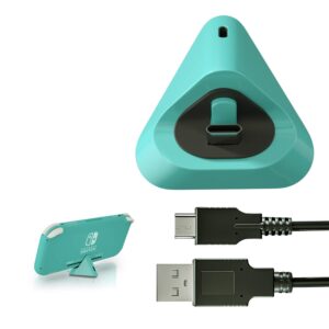 charger dock for nintendo switch lite, charging stand for nintendo switch lite with type c input port and usb c charging cord-turquoise