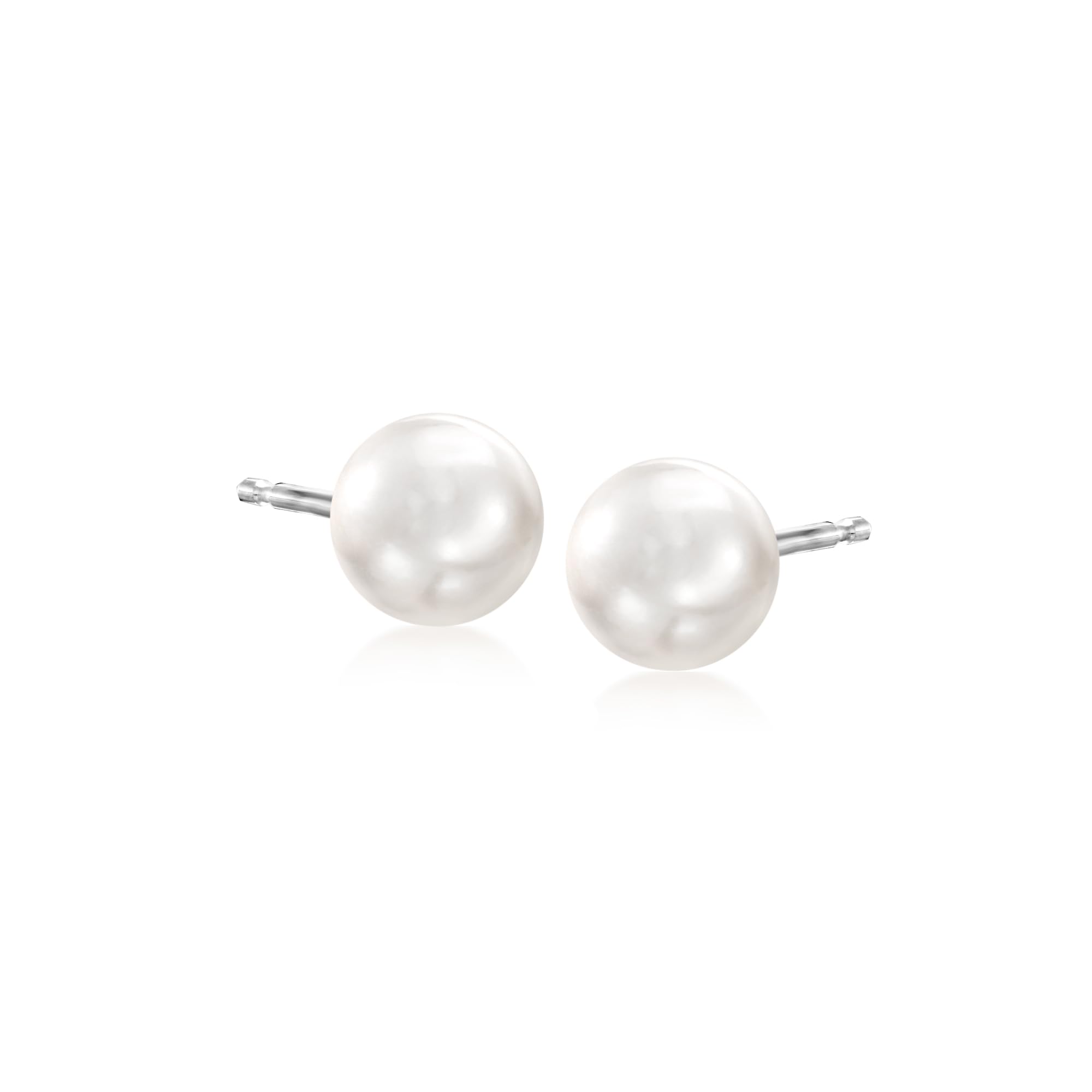 Ross-Simons 6-6.5mm Cultured Akoya Pearl Stud Earrings in 14kt White Gold