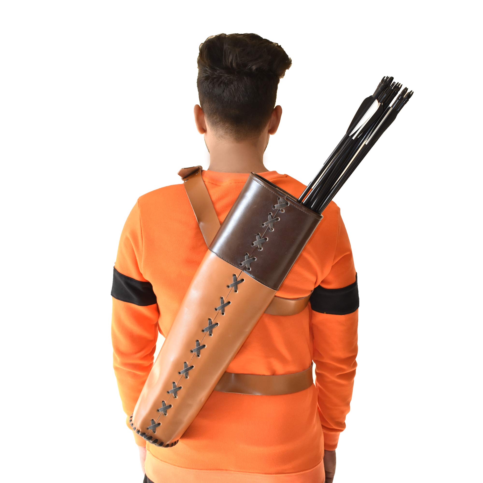 UNIVERSE ARCHERY Arrow Quiver | Genuine Cowhide Leather Arrow Holder | Traditional Handmade Quiver for Hunting & Archery Sports | Lightweight & Comfortable | Brown