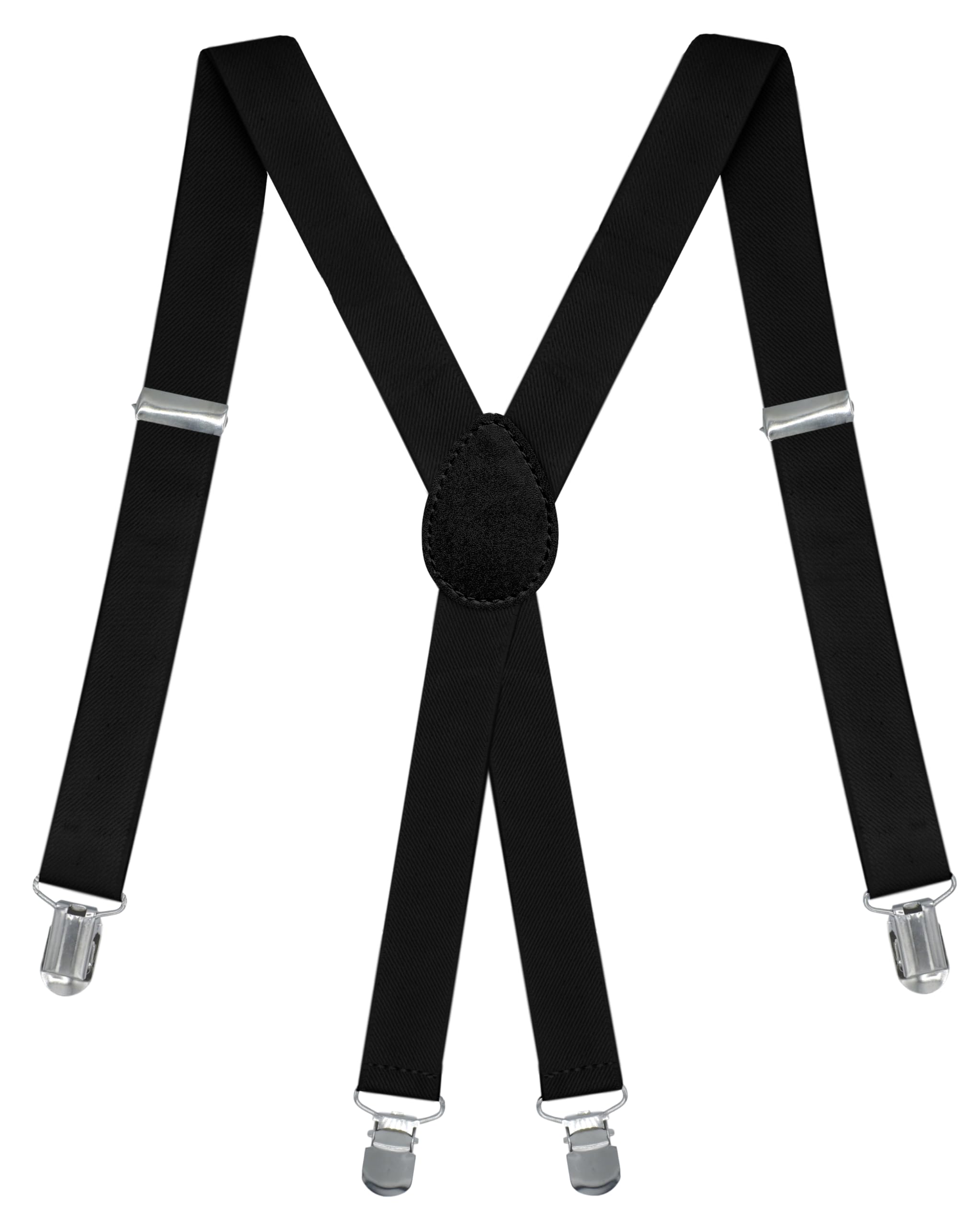 Dibi Black Suspenders for Men and Women - Adjustable X Back Suspenders for Tuxedo Suit Jeans - Heavy Duty Strong Clips (1 Inch - Black)