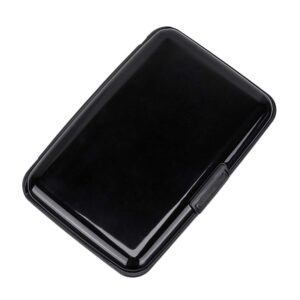 elfish mini rfid aluminum wallet credit cards holder business card case metal id case for men women (black)