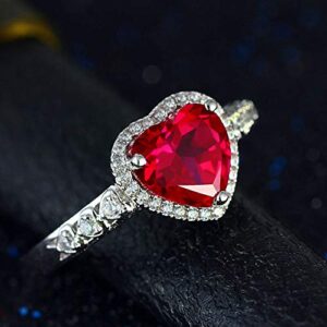 Navachi 925 Sterling Silver 18k White Gold Plated 2.5ct Heart Ruby Emerald Az9208r Rings(Size:9)