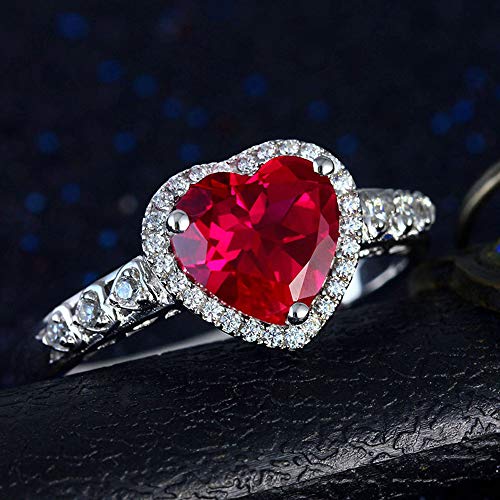 Navachi 925 Sterling Silver 18k White Gold Plated 2.5ct Heart Ruby Emerald Az9208r Rings(Size:9)