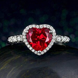 Navachi 925 Sterling Silver 18k White Gold Plated 2.5ct Heart Ruby Emerald Az9208r Rings(Size:9)