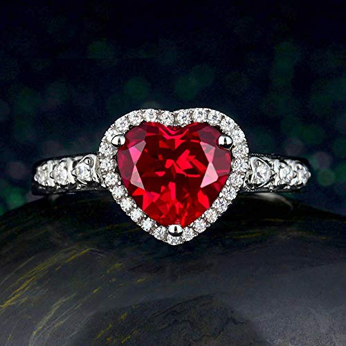 Navachi 925 Sterling Silver 18k White Gold Plated 2.5ct Heart Ruby Emerald Az9208r Rings(Size:9)