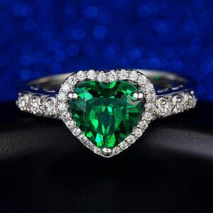 Navachi 925 Sterling Silver 18k White Gold Plated 2.5ct Heart Emerald Az9808r Rings(Size:7)