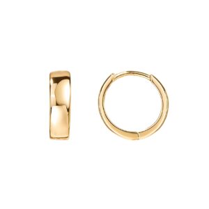 pavoi 14k yellow gold plated sterling silver post huggie earrings | small hoop earrings |gold earrings for women