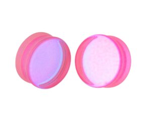 mystic metals body jewelry pair of pink/aqua iridescent double sided double flare glass plugs (pg-544) (7/16" (11mm))