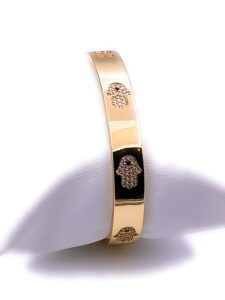 leslie boules 18k gold plated hamsa hand cuff bracelet for women fashion jewelry