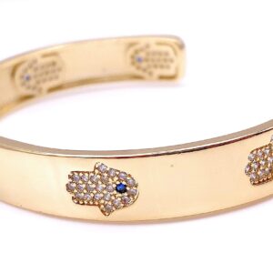 LESLIE BOULES 18K Gold Plated Hamsa Hand Cuff Bracelet for Women Fashion Jewelry