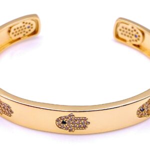 LESLIE BOULES 18K Gold Plated Hamsa Hand Cuff Bracelet for Women Fashion Jewelry