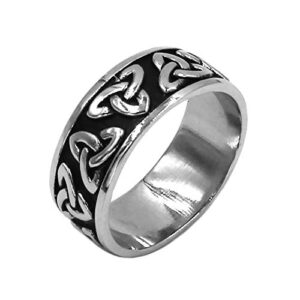 fantasy forge jewelry celtic triquetra ring unisex stainless steel dark trinity knot band sizes 7-13 (13)