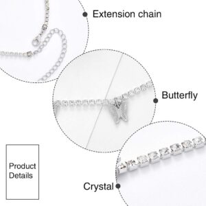 Zoestar Gorgeous Crystal Waist Chains Bikini Butterfly Summer Beach Body Chain Jewelry for Women (Silver)