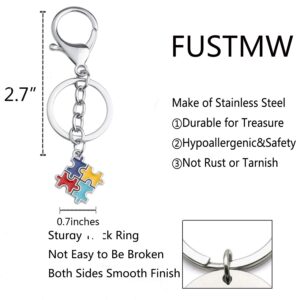 FUSTMW Autism Awareness Keychain Gifts for Autistic Colorful Puzzle Piece Key Ring Set of 2 (Autism Awareness Keychain Set)