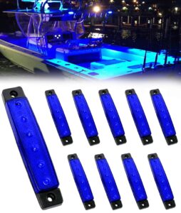 shangyuan marine boat lights, utility led interior lights for deck courtesy transom cockpit light, 12v waterproof marine lighs for yacht fishing pontoon boat sailboat kayak bass boat, blue, 10pcs