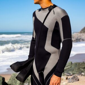 Aqua Polo Manta Ray Wetsuit for Men | Scuba Diving | 3 mm SC Neoprene | 4-Way Super Stretch | Neck Cuff Ankle Gaskets (Black/Grey, S Tall)